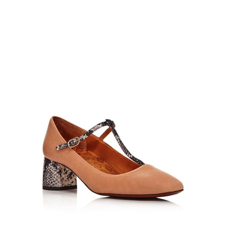 CHIE MIHARA Womens Barna Peach Brown Snake Embellished Mary Jane T ...