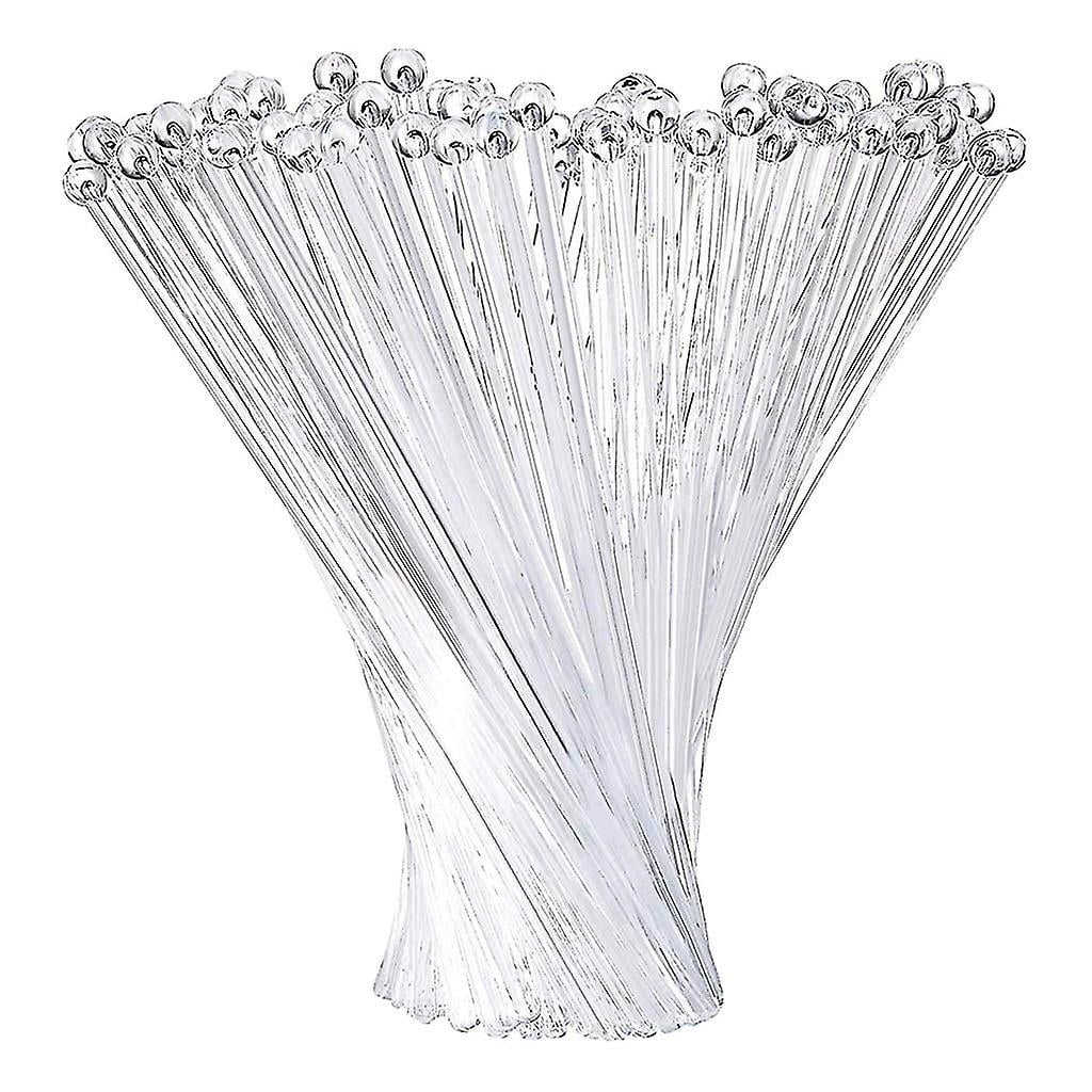 100pcs Clear Cocktail Paddle Drink Bar Stirrers Plastic Round Top ...