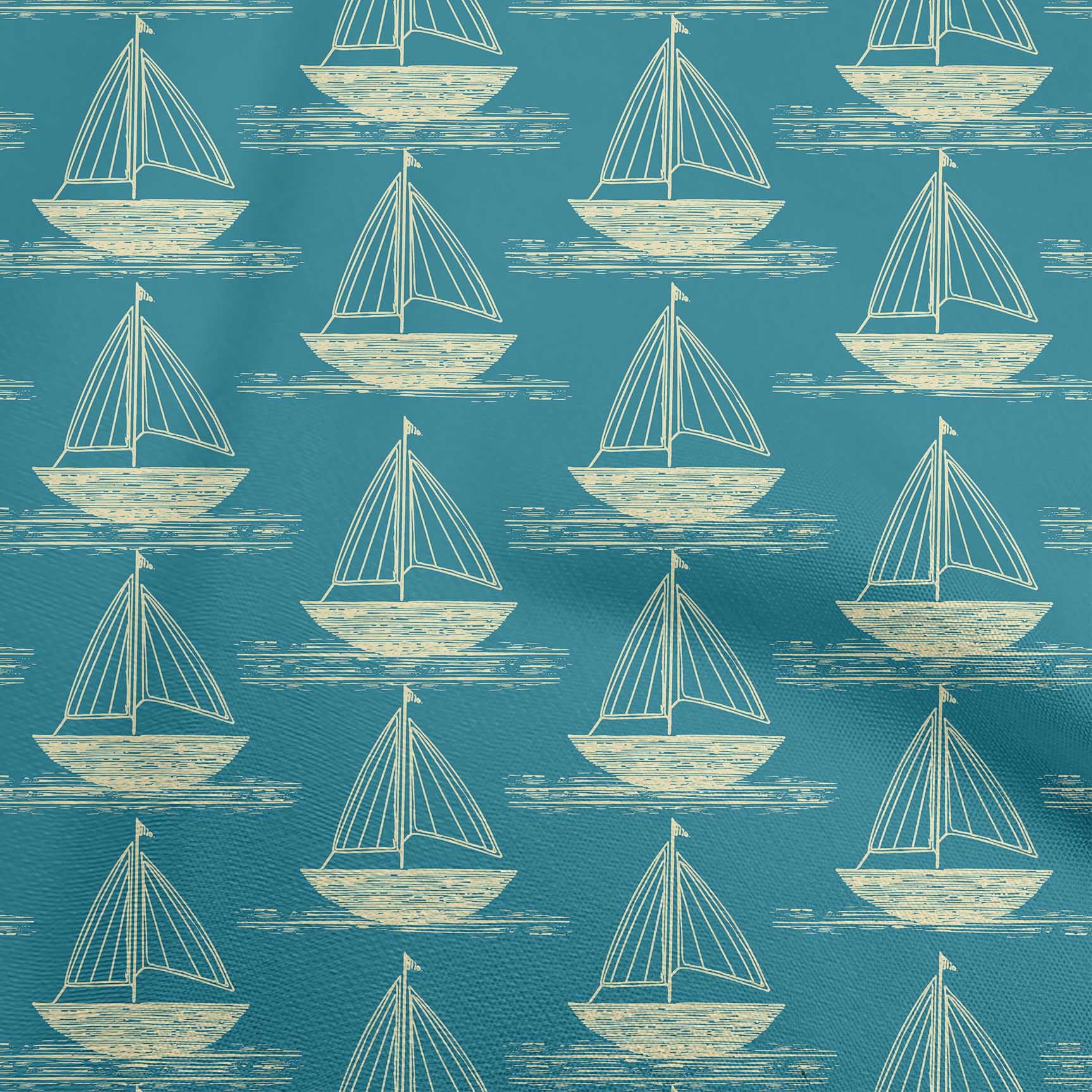 oneOone Silk Tabby Medium Blue Fabric Beach Boat Sewing Material Print ...