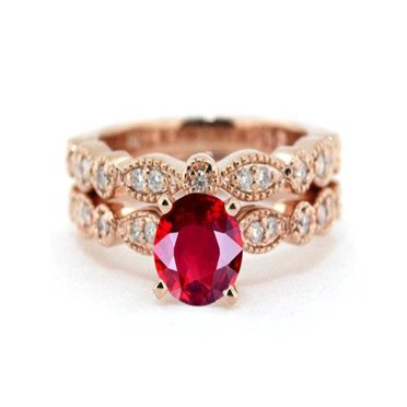 Limited Time Sale: 2 Carat Red Ruby (oval cut Ruby) and Diamond ...