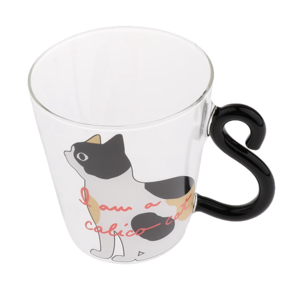 Cat Pattern Clear Glass Cups Glass Coffee Mugs 250ml . Microwave ...
