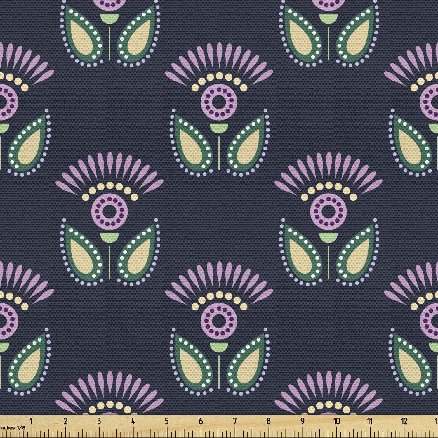 Flower Fabric by the Yard Upholstery Symmetrical Arrangement of Flowers ...