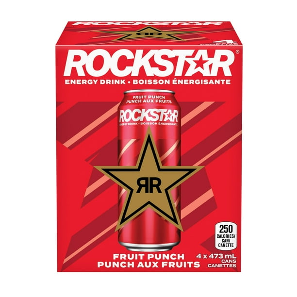 Rockstar Punched Fruit Punch Energy Drink 4 x 473 mL, Cans, 4x473ml ...