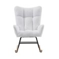 Soft Faux Fur Fabric Rocking Chair, Upholstered Glider Chair with High ...