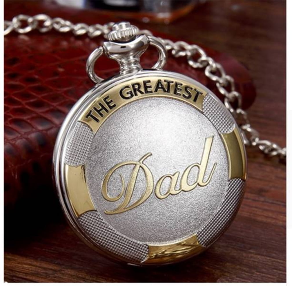 Dad Pocket Watch Gold and Silver Color Tarnish Resistant with 30 Inch ...