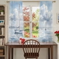 Blue and Grey Seascape Sheer Curtains for Living Room Bedroom, Ocean ...
