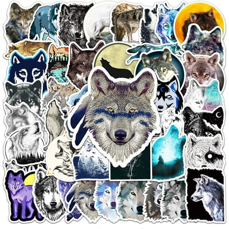 Cool Wolf Stickers Packs Laptop Water Bottle Scrapbook Helmet Luggage ...