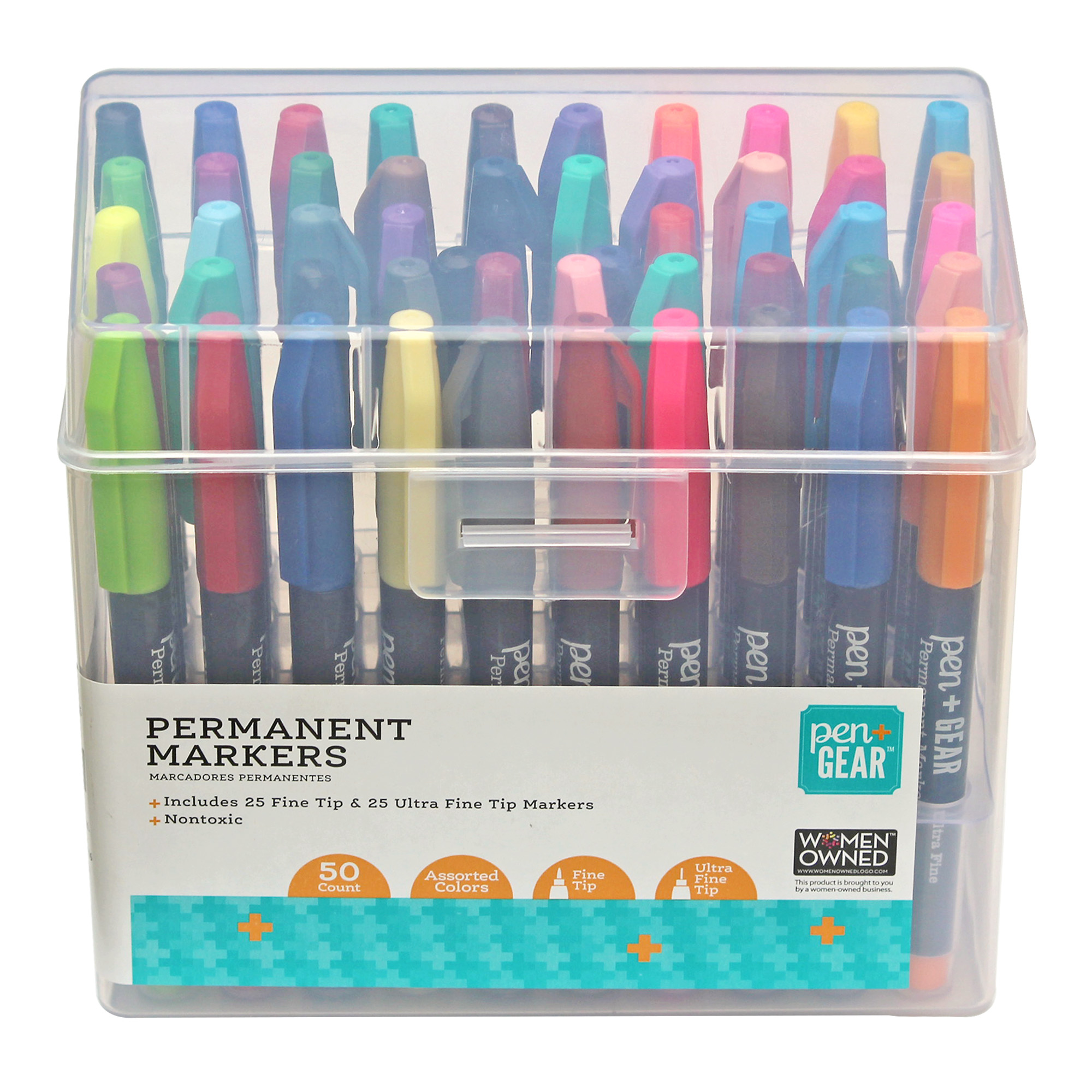 Pen Gear Permanent Markers Fine Ultra Fine Assorted Colors 50 Count