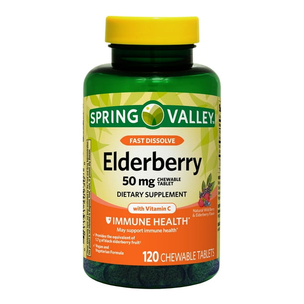 Spring Valley Elderberry Chewable Tablets Dietary Supplement, Wild ...