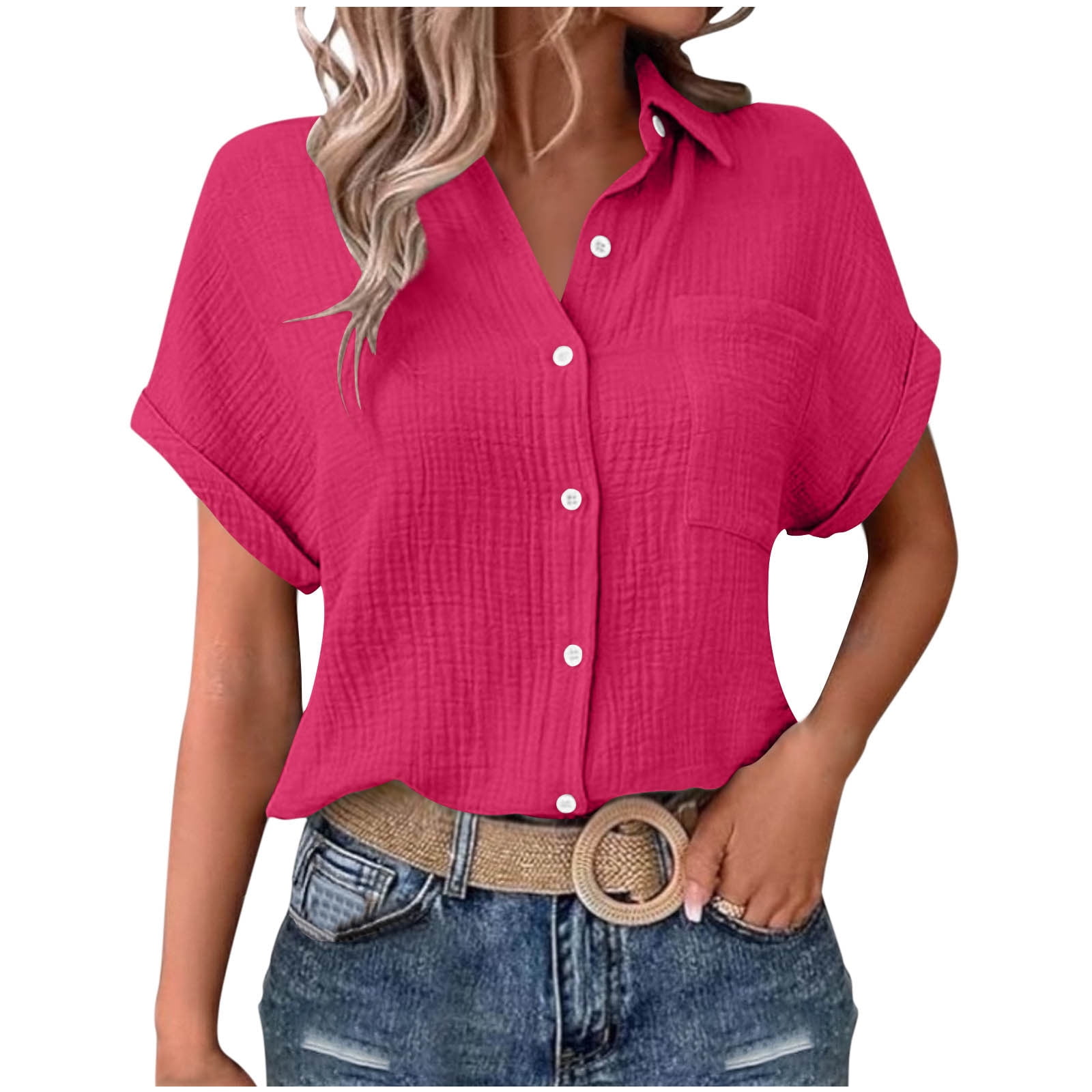 Click here for Posijego Casual Button Down Shirt For Women Short... prices