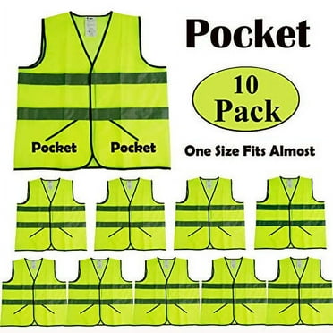 Prdigy 10 Pack Neon Safety Vests, High Visibility Reflective for ...