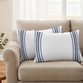 Abstract Geometric Blue Stripe Outdoor Pillow Covers 20"x12" Set of 2 ...
