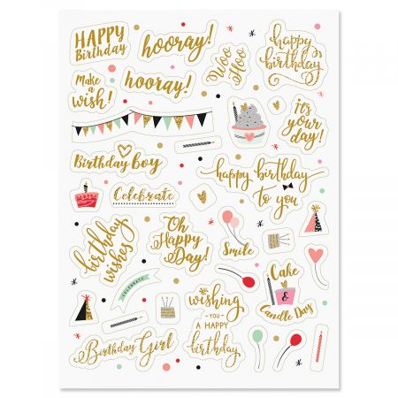 CURRENT Birthday Word Stickers - 48 Stickers,Two 8-1/2" x 11" Sheets ...