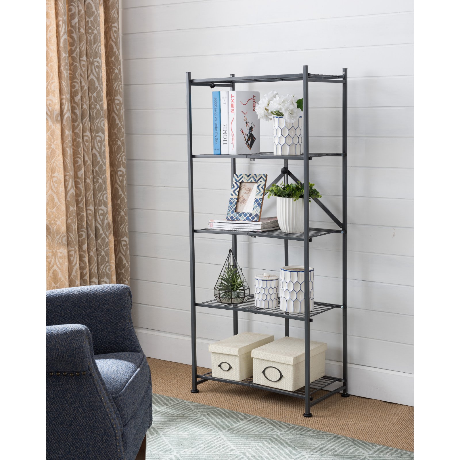 K&B Furniture Metal Folding Shelf Rack/Bookcase - Walmart.com