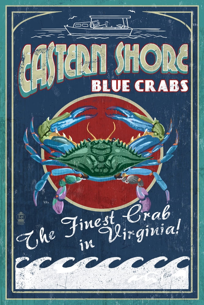 Eastern Shore, Virginia, Blue Crabs Vintage Sign (16x24 Giclee Gallery ...