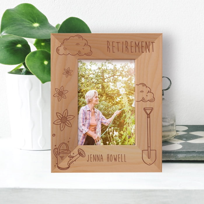 Retirement Personalized Wooden Frame 3 1/2" x 5" Brown (Vertical ...