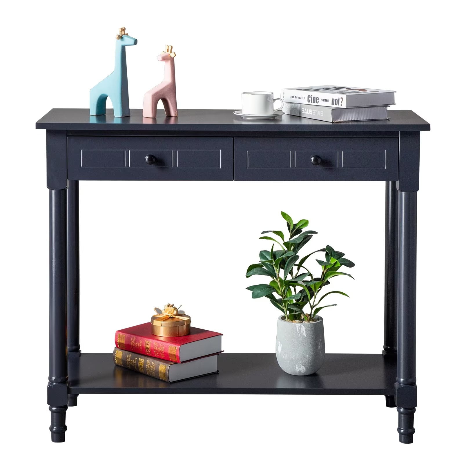 45-Inch Wide Console Table for Entryway, Retro Side Table with 2 ...