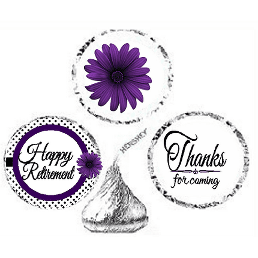 216ct Purple Happy Retirement Party Favor Candy Decoration Stickers ...