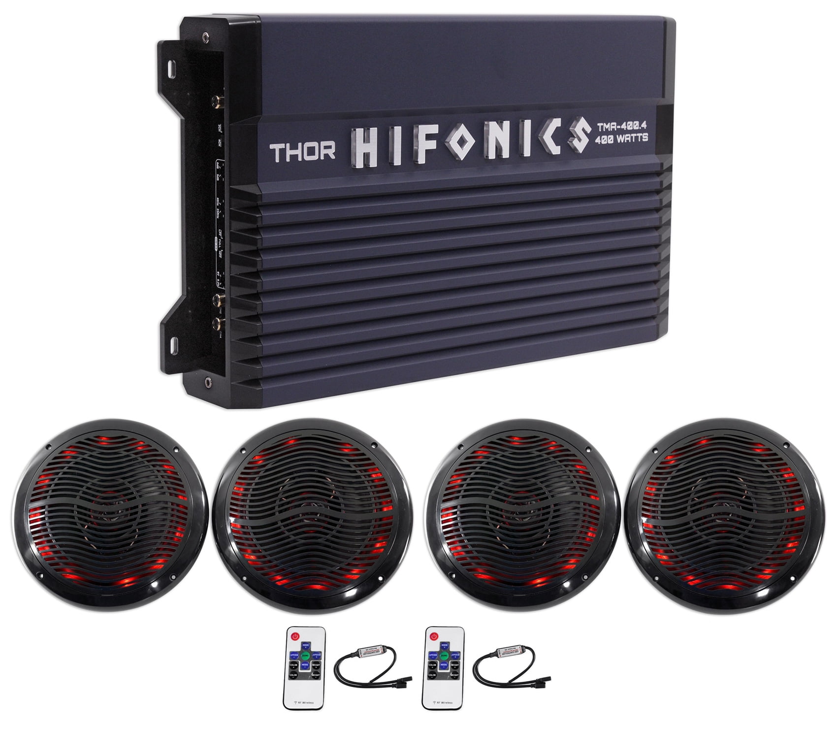 Hifonics TMA-400.4 400w 4-Ch Marine Boat ATV Amplifier Amp+(4) 6.5" LED ...