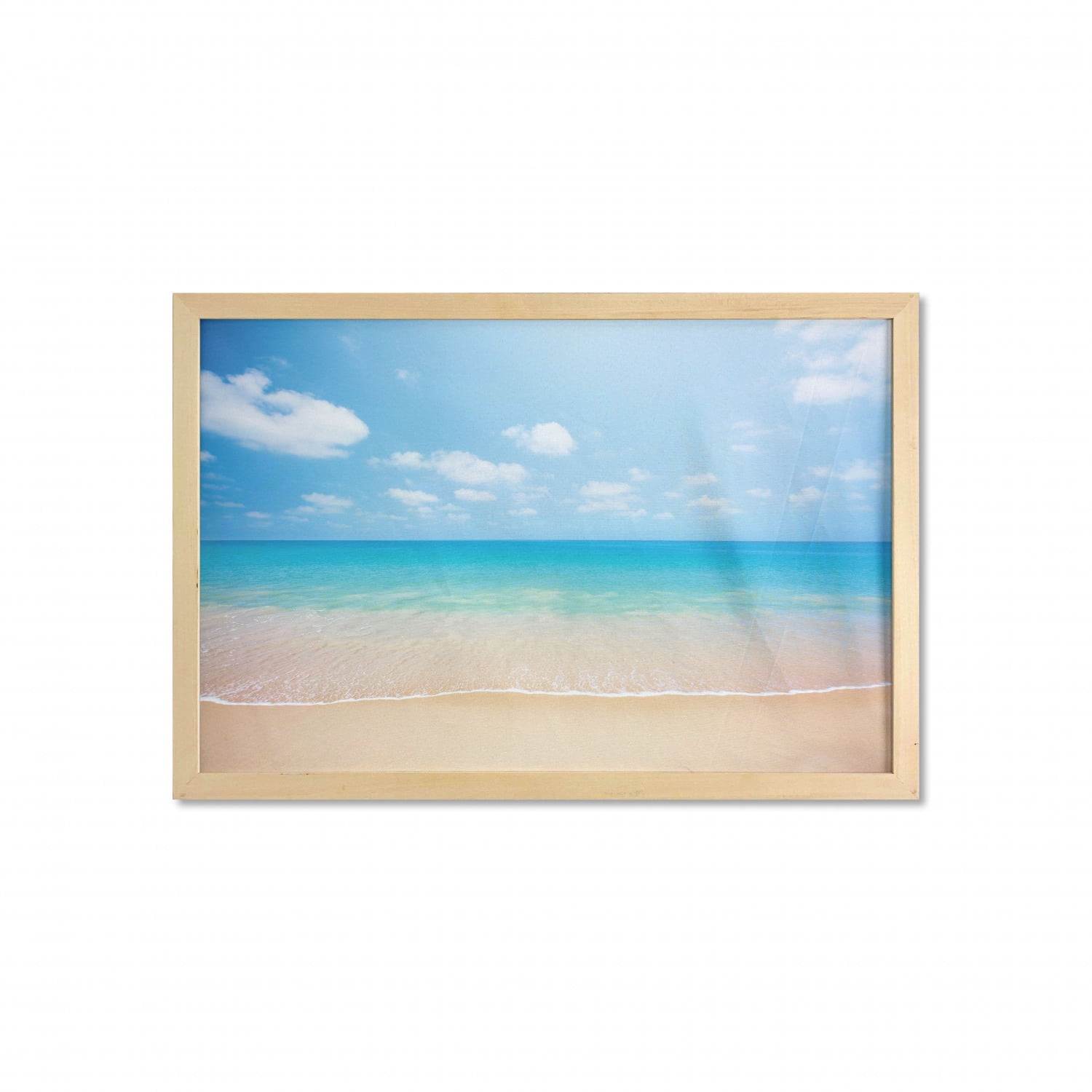 Ocean Wall Art with Frame, Dreamy Hot Tropical Sea Coast with Soft ...