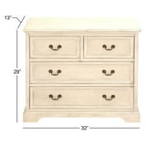 Decmode 29 X 32 Inch Rustic Wooden Four-Drawer Chest , Ivory - Walmart.com