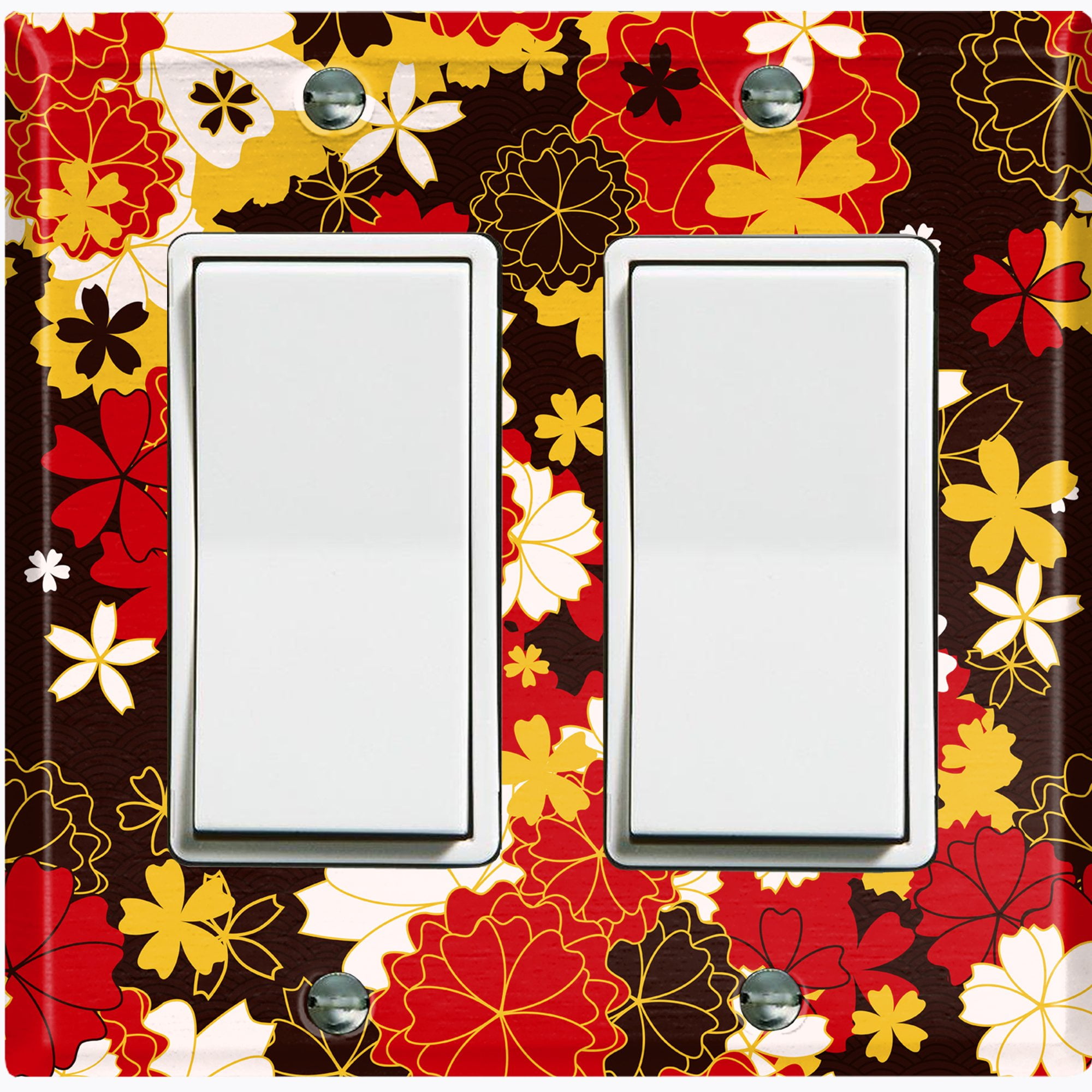Metal Light Switch Plate Cover Japanese Flower Pattern Green Wallpaper ...