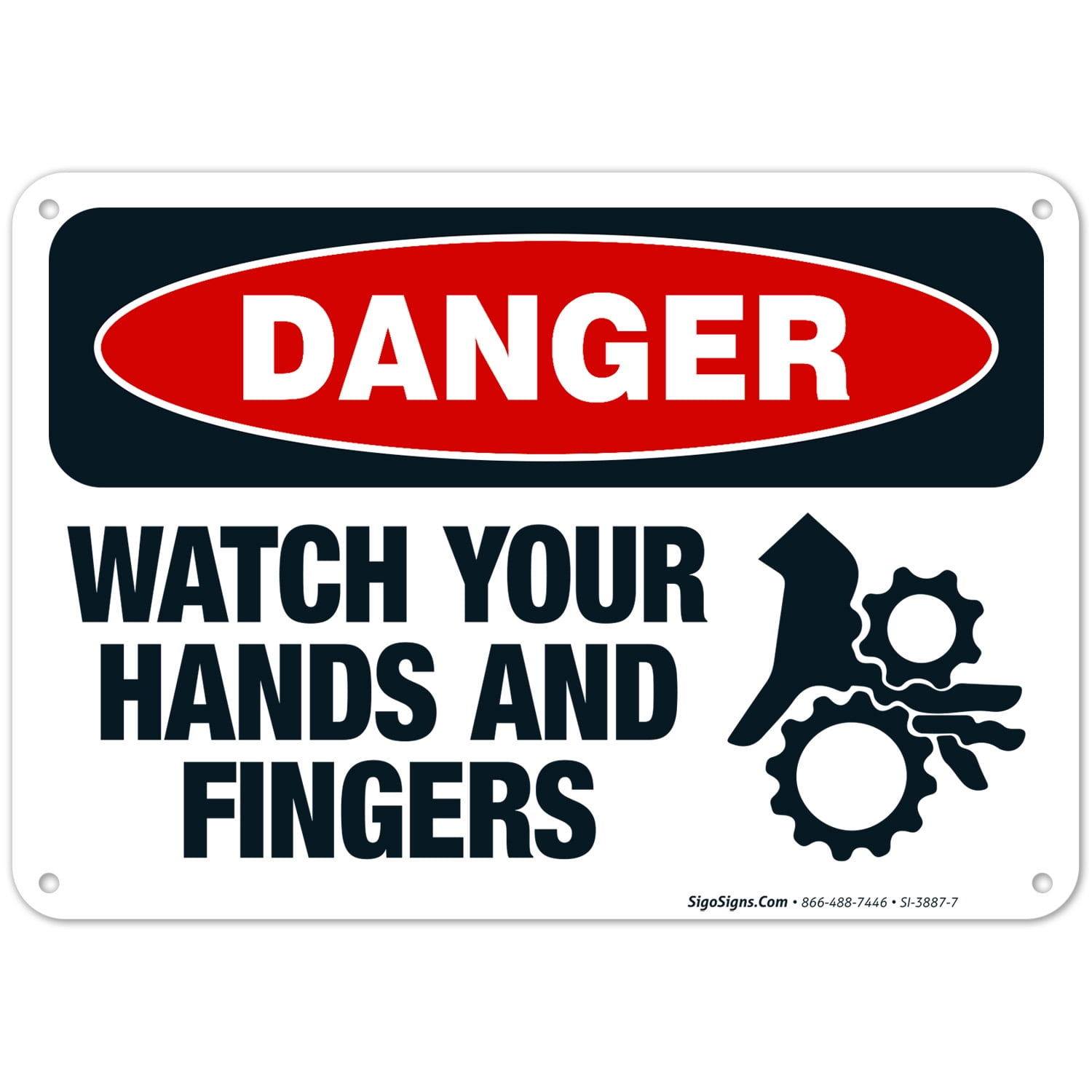 Watch Your Hands And Fingers Sign, OSHA Danger Sign, - Walmart.com