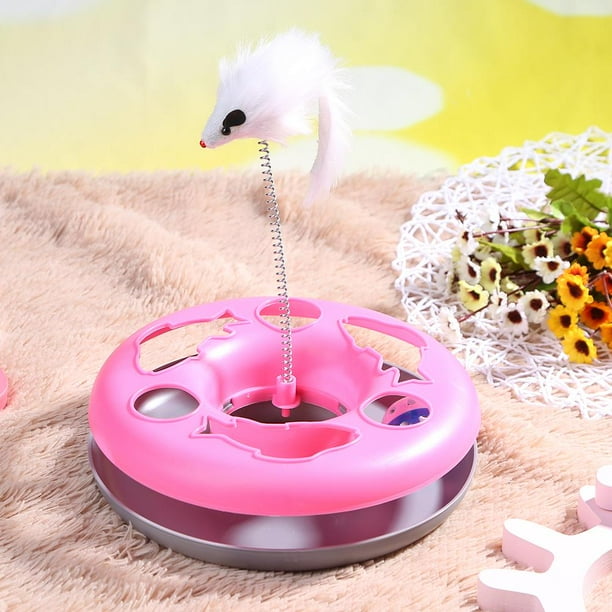 Jinveno Cat Toys Spring Mice Crazy Amusement Disk Play Activity Pet ...