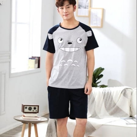Quiki Summer Men Pajamas Short Sleeve Male Pajama Set For Men Sleepwear ...