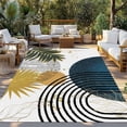 Bohemian Leaf Outdoor Rug, Boho Geometric Stripes Lines Dark Green Non ...