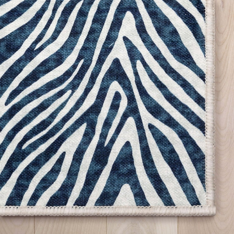 Blue Zebra Print Rug