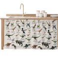 Cabinet Curtain 28''W x 51''L, Dinosaurs Under Sink Curtain Drapes ...