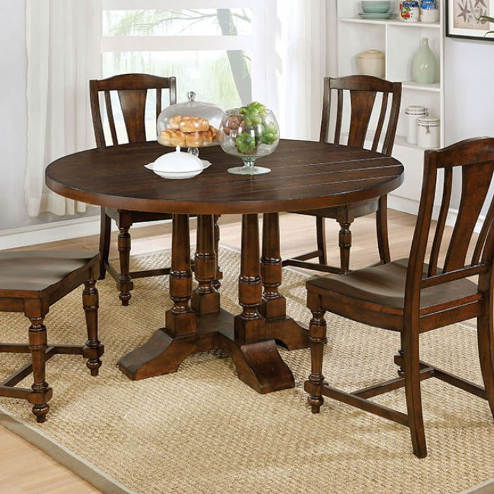 Griselda Plank-Style Round Dining Table, Brown Cherry - Walmart.com