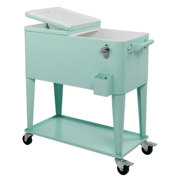 Uforic 80 Quart Rolling Ice Chest Cooler Cart,Outdoor Portable Beverage ...