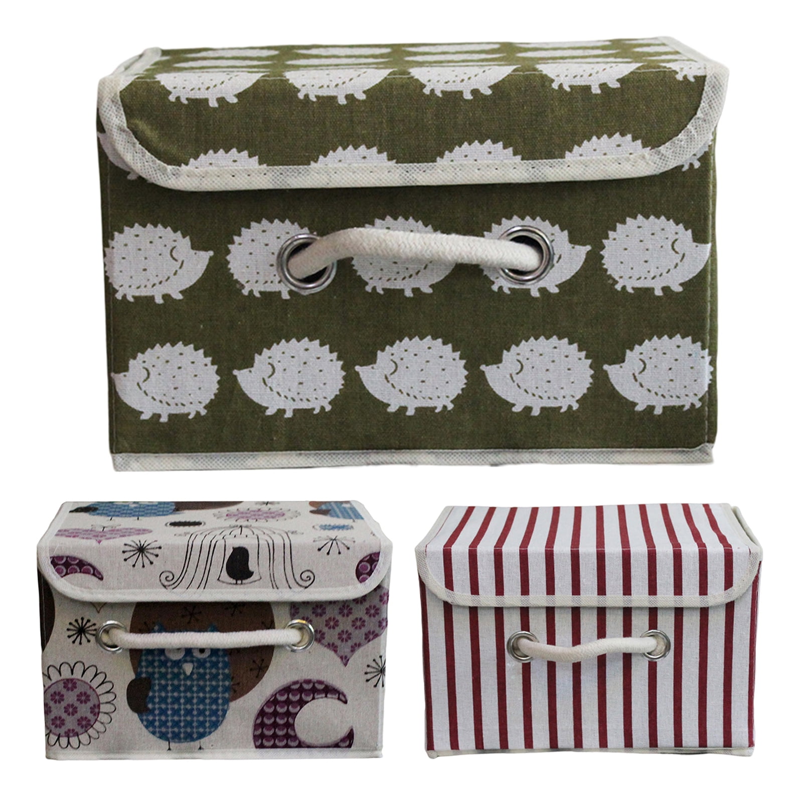 Vnanda Large Collapsible Storage Bins with Lids Linen Fabric Foldable ...