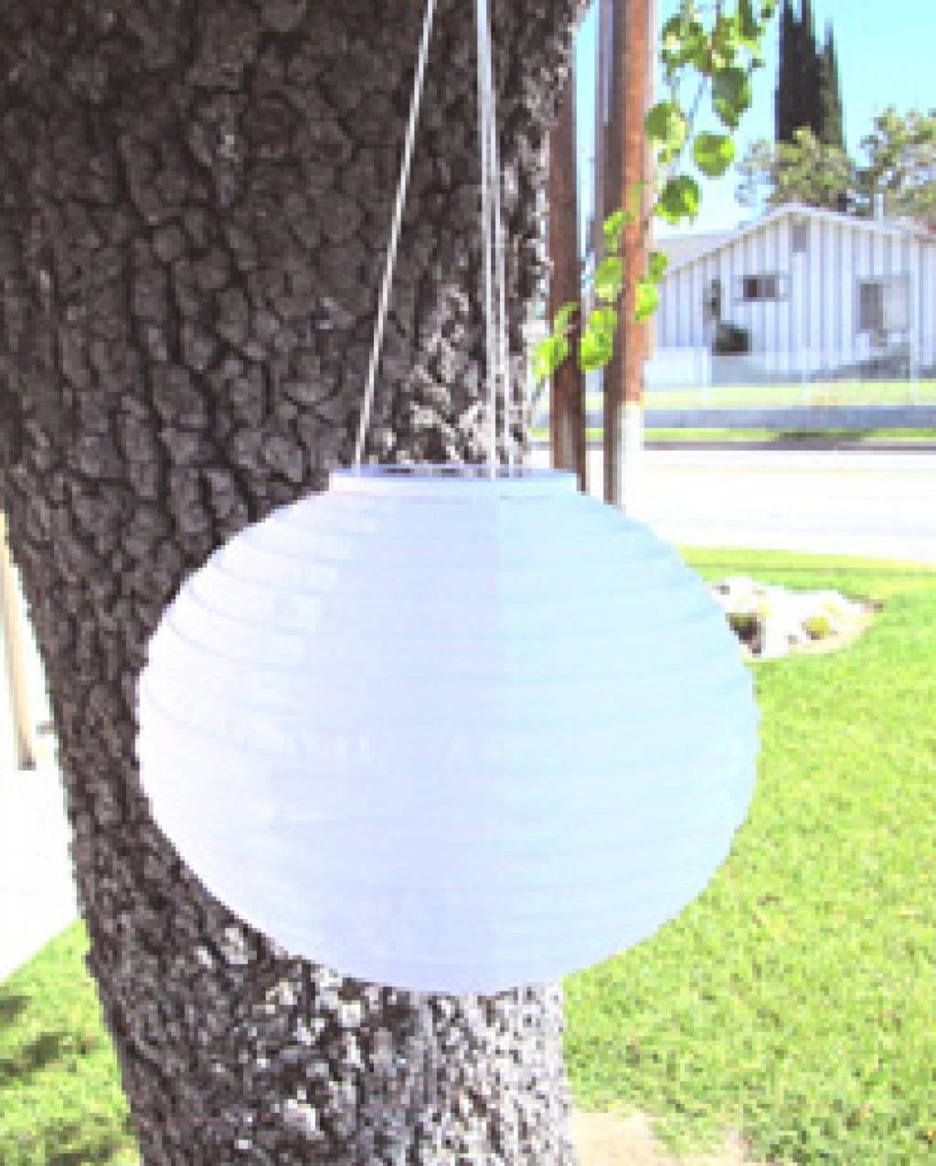 9" Solar Powered Round Oval Hanging Lantern Decoration Holiday LED ...
