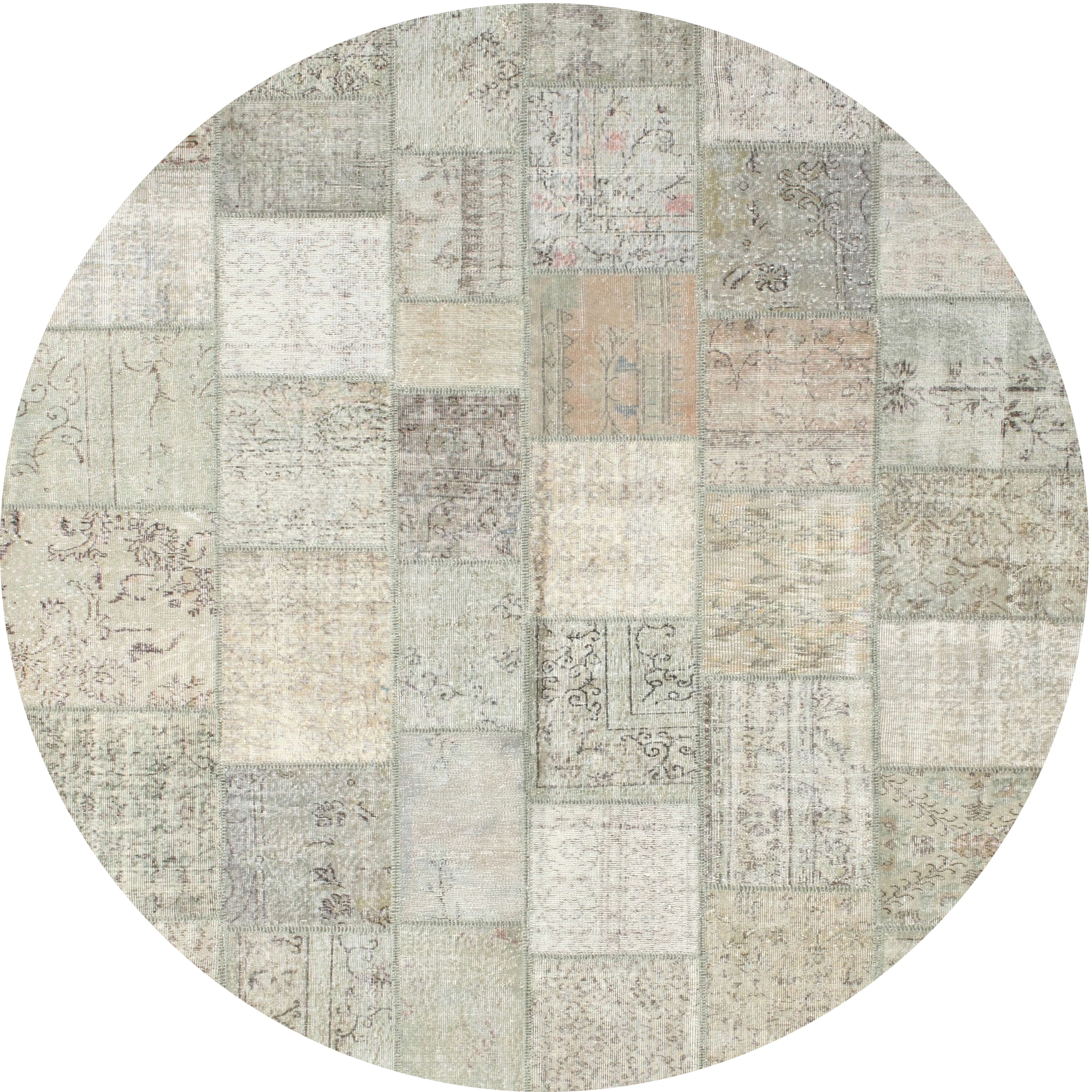 Ahgly Company Indoor Round Contemporary Sage Green Abstract Area Rugs ...