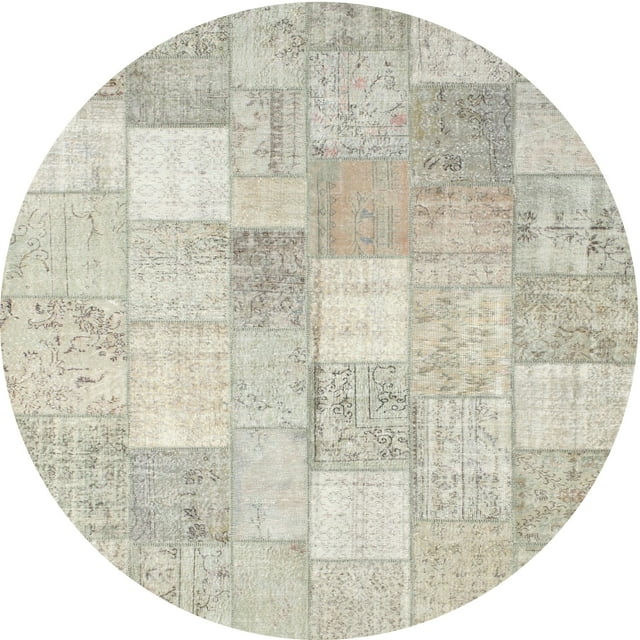 Ahgly Company Indoor Round Contemporary Sage Green Abstract Area Rugs ...