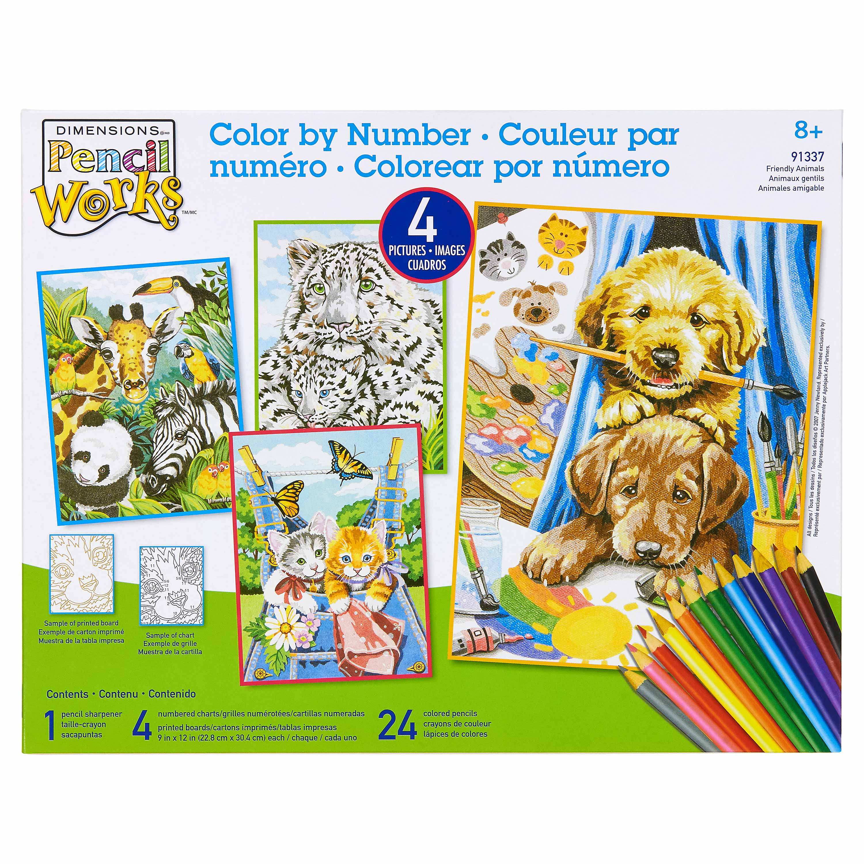 PencilWorks Friendly Animals, Pencil by Number, Set of 4 Designs, Ages ...