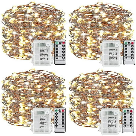 Battery-operated String Lights. 4 Pack 3 * Aa Battery Powered Copper ...