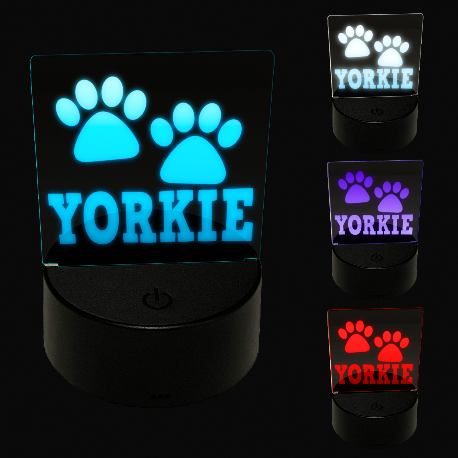 Yorkie Yorkshire Terrier Dog Paw Prints Fun Text LED Night Light Sign ...