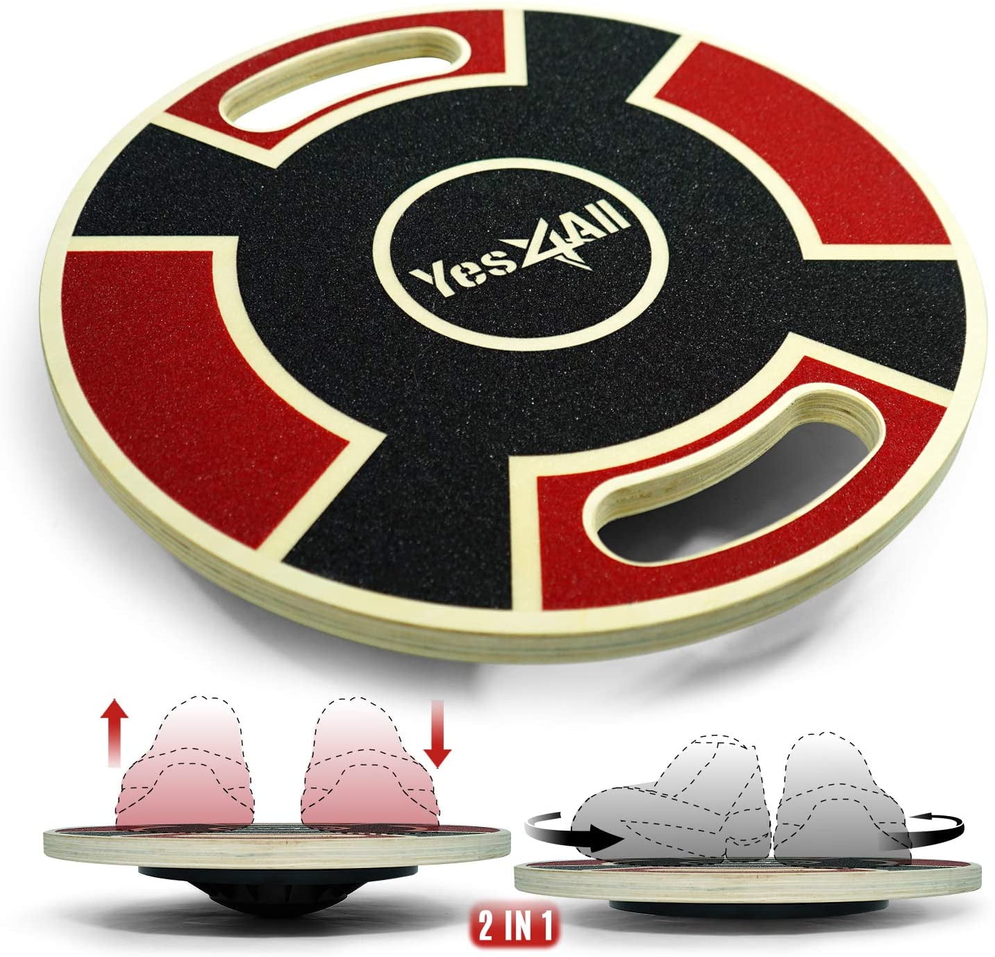 Yes4All Wooden Wobble Balance Board, 16 in Surface, for Exercise ...