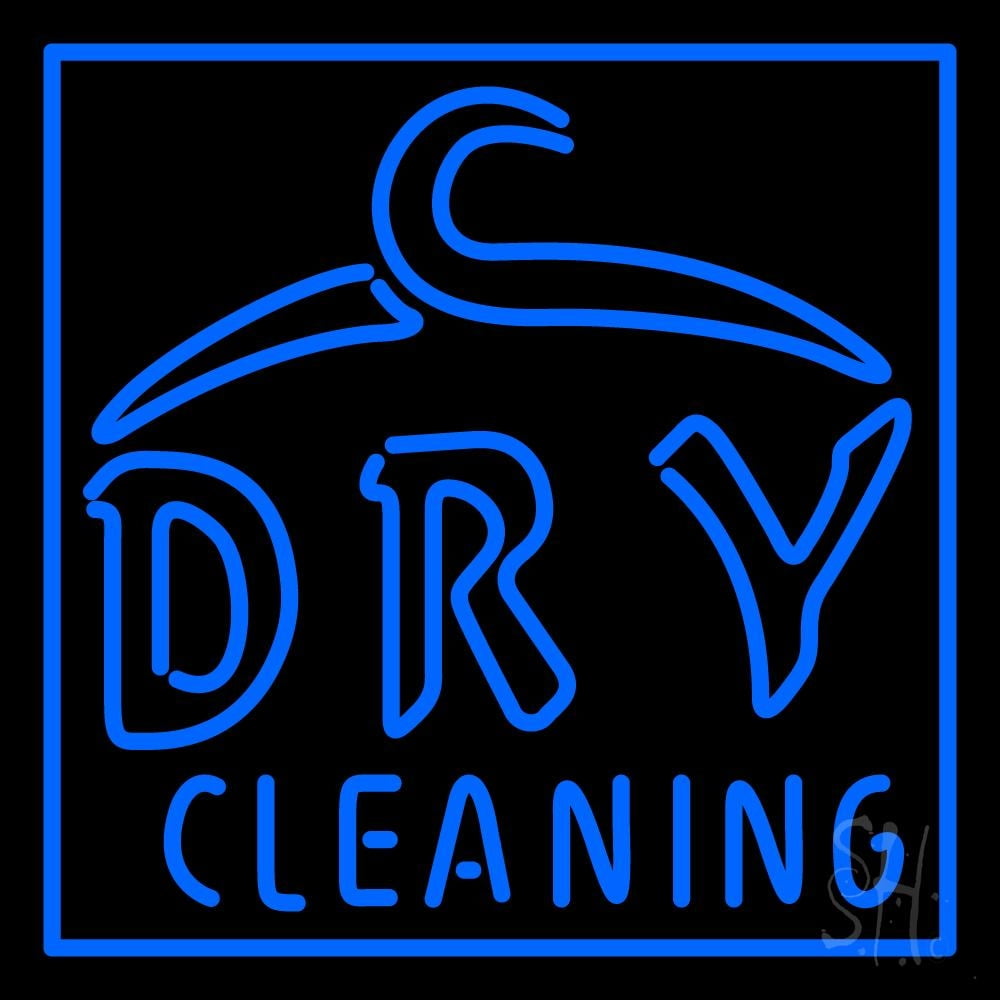 Blue Dry Cleaning LED Neon Sign 16" Tall x 16" Wide - inches, Black ...