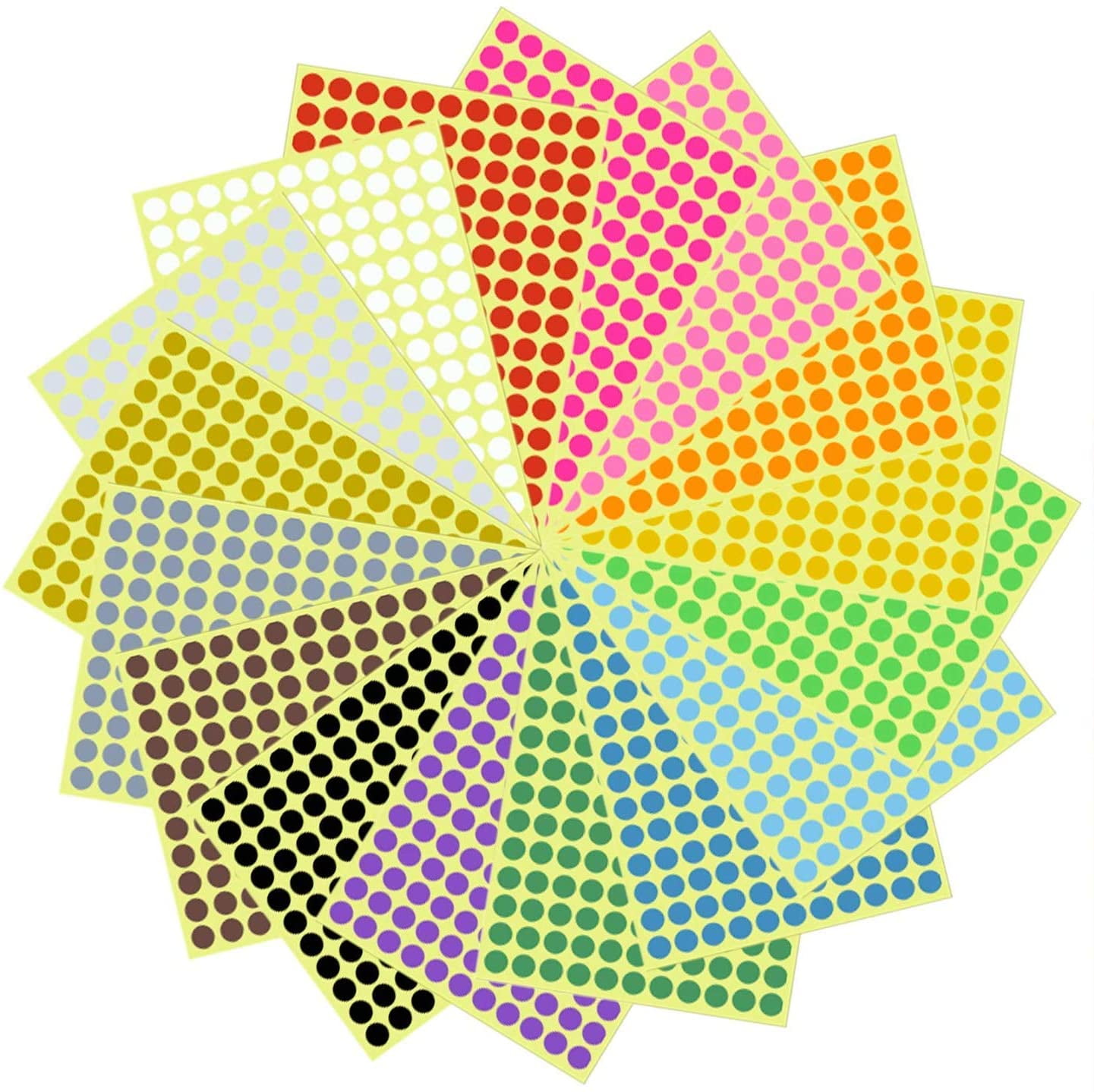 BronaGrand 16 Sheets 3/8 Inch Round Dot Stickers Color Coding Labels ...