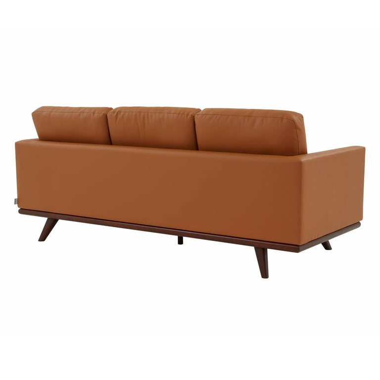 Leisuremod Chester Modern Leather 3 Seater Sofa With Birch Leisuremod Chester Modern Leather 3 Seater Sofa With Birch