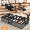 Black Under Bed Shoe Storage Organizer, Holds 16 Pairs Shoes + 4 Pairs ...