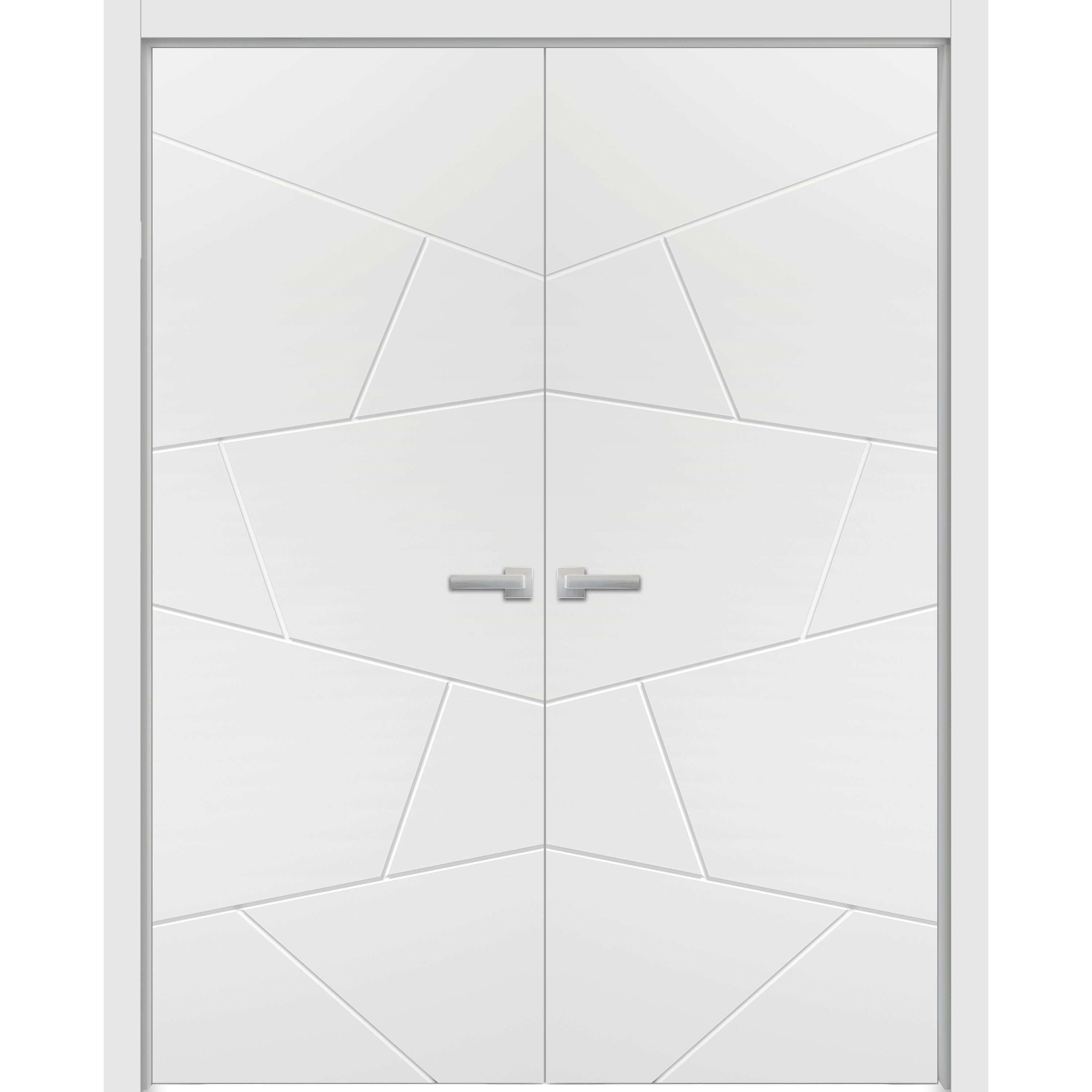 Solid French Double Doors 64 x 96 inches | Planum 0990 Painted White ...