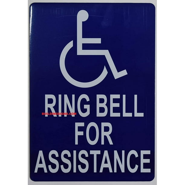 Ring Bell for Assistance with Symbol Sign (Blue, Aluminum, 7x10, Double ...