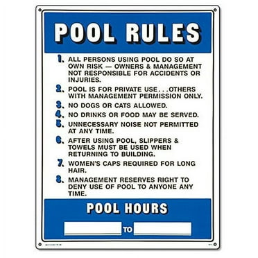 Poolmaster "Our Pool Rules" Animation Sign for Residential or ...