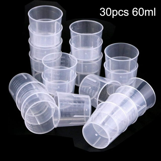 FANJIE 30Pcs Laboratory 60ml Plastic Graduated Measuring Cup Beaker ...